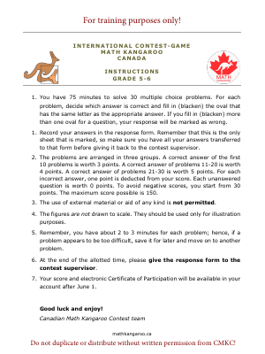 Canadian Math Kangaroo Contest 2023 Grade 5-6 - K12 Math Contests